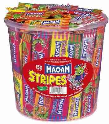 Haribo Maoam Stripes, Dose, 150 Stück, 1050g – Lebensmittel Shop